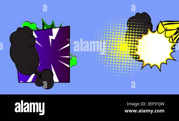 Cartoon background animation, comic book backdrop video. Retro comics ...