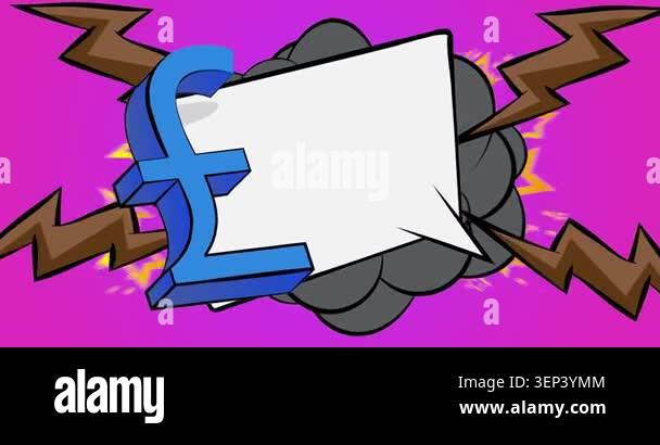 Cartoon English Pound Sign with blank speech bubble, comic book ...