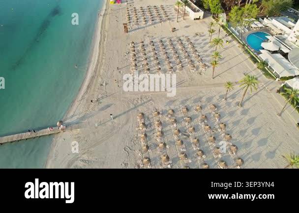 Mallorca panoramic seaside view captures sandy beach stretching ...