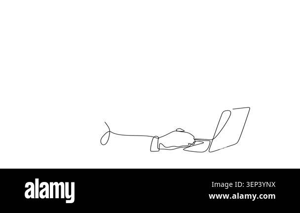 Animated self drawing of continuous line draw businessman and woman ...