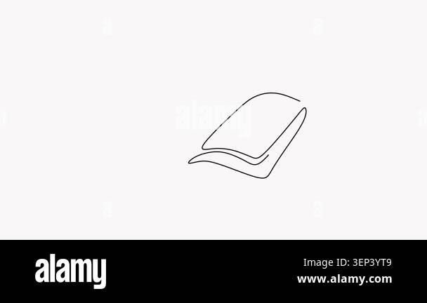 Animation of one line drawing of opened book. Continuous line self ...