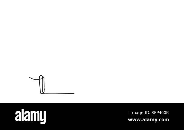 Animated self drawing of continuous line draw of wineglass with wine ...
