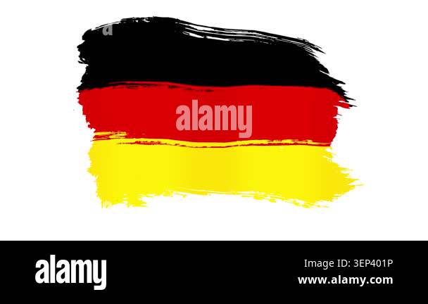 Federal Republic of Germany Flag from brush in stop motion effect. Draw ...