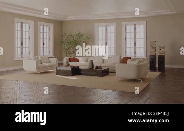 3d video rendering footage contemporary interior modern design Tilt Up ...
