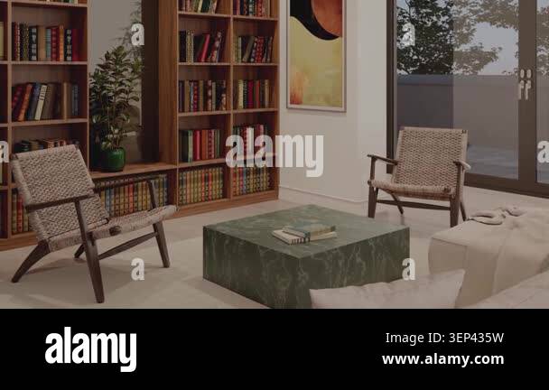 3d video rendering footage contemporary interior modern design Tilt Up ...