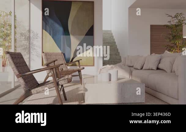 3d video rendering footage contemporary interior modern design Tilt Up ...