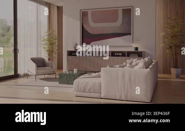 3d video rendering footage contemporary interior modern design Tilt Up ...