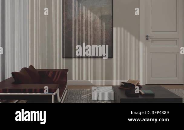 3d video rendering footage contemporary interior modern design Tilt Up ...