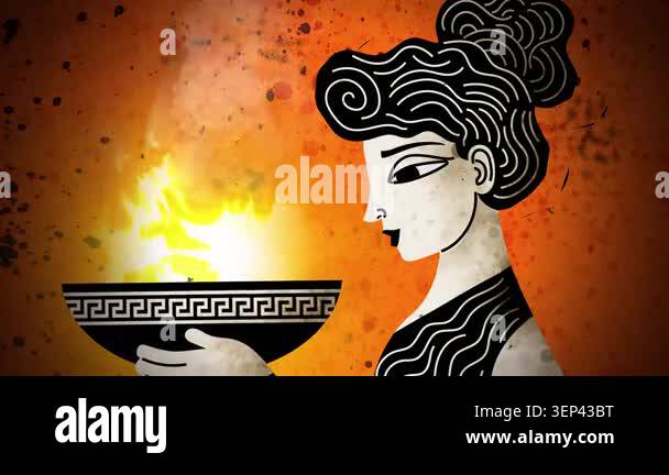 hestia holding the sacred fire of the home Stock Video Footage - Alamy