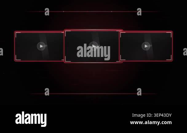 set of black video player on red background. 3 d rendering Stock Video ...