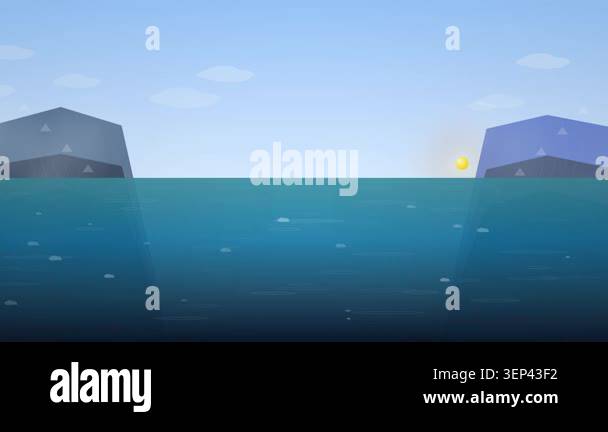 Animated sunset over water with cliffs Stock Video Footage - Alamy