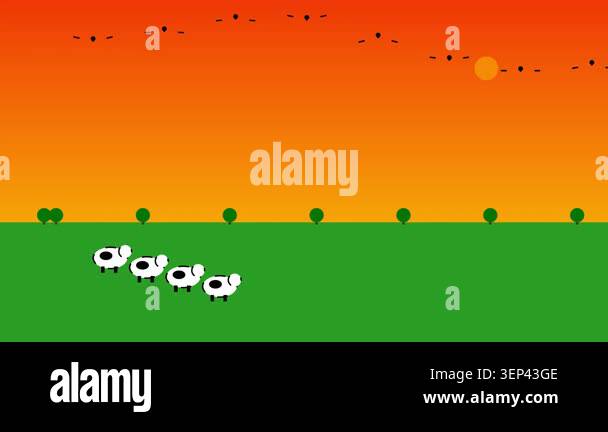 Cartoon sheep grazing in green field Stock Video Footage - Alamy