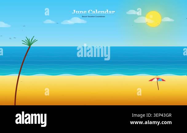 Beach scene with palm tree and calendar Stock Video Footage - Alamy