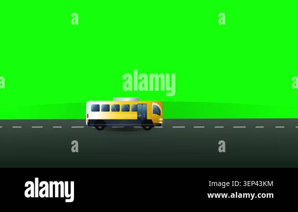 Animated school bus on road Stock Video Footage - Alamy