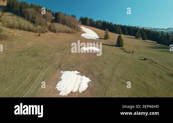Tatry Slovakie Melting Snowfield On Slope, Isolated Snow Patches On ...
