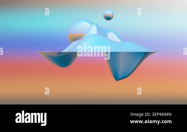 A serene abstract composition with glossy floating forms, soft pastel ...