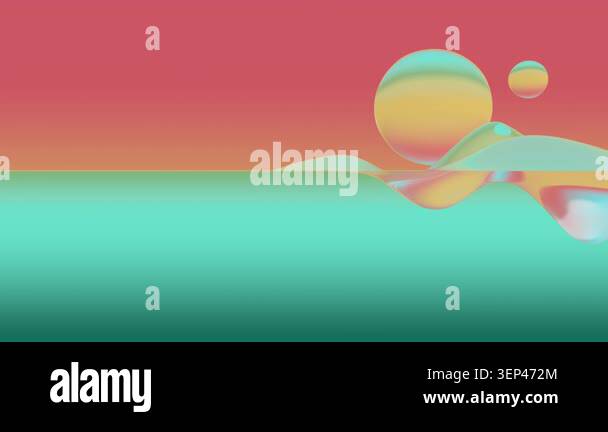 A serene abstract composition with glossy floating forms, soft pastel ...