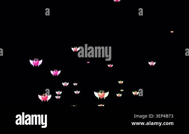 Glowing hearts rise gently while pulsing like a heartbeat, expanding ...