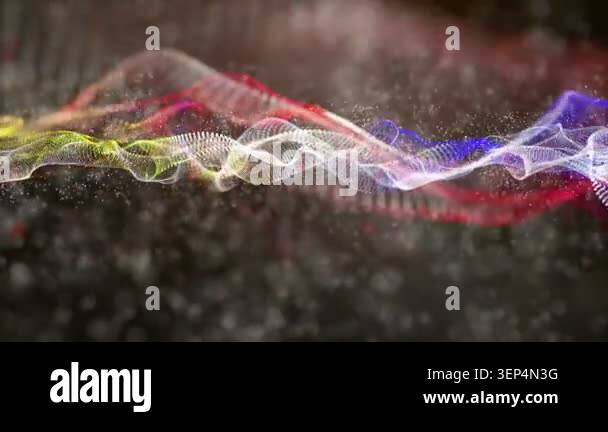 Fantastic video animation with particle wave object in slow motion ...