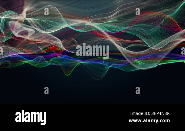 Fantastic video animation with particle wave object in slow motion ...
