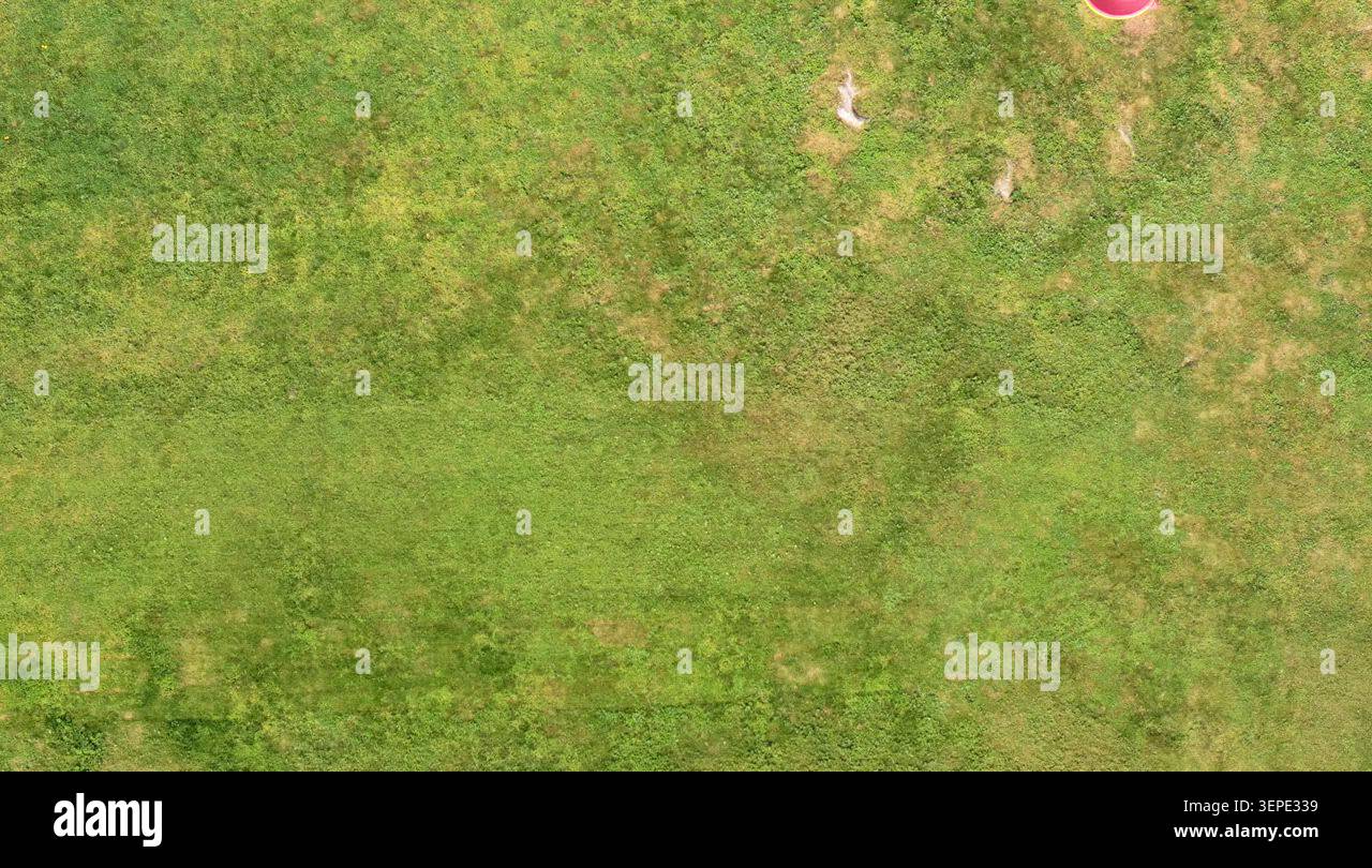 Aerial View of Riding Mower Cutting Green Lawn Stock Video Footage - Alamy