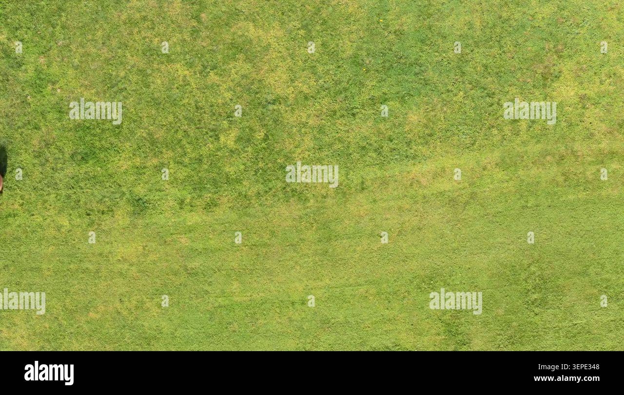 Aerial View of Riding Mower Cutting Green Lawn Stock Video Footage - Alamy