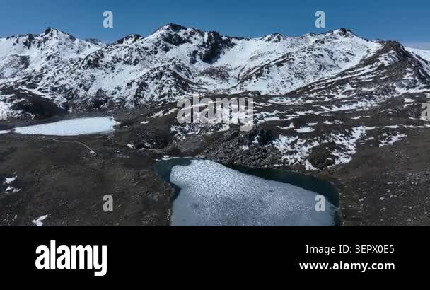 Beautiful high altitude hanging glacier and snow capped mountain with ...