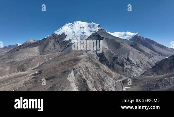 Beautiful high altitude hanging glacier and snow capped mountain with ...