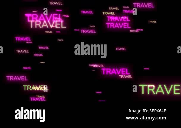 Travel Neon Text Background Concept Stock Video Footage - Alamy