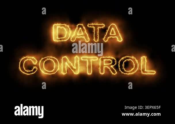 Data Control Text in Flames on Dark Background Stock Video Footage - Alamy