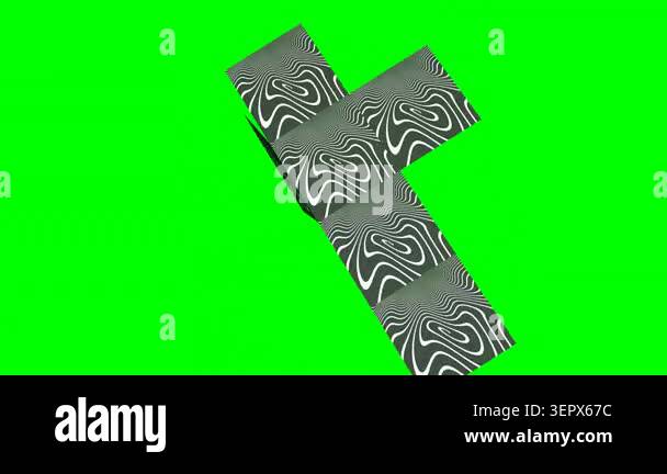 Abstract Geometric Cube With Wavy Black-and-White Pattern on Bright ...