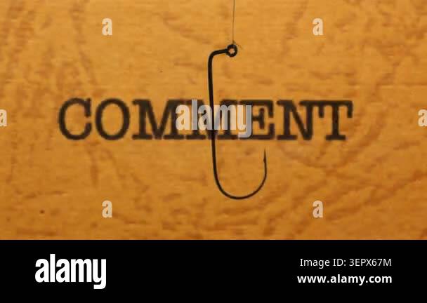 Comment Word Hooked by Fishing Hook Concept on Vintage Background Stock ...