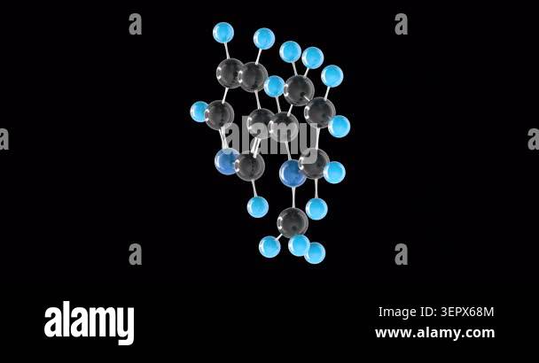 Nicotine molecule model rotation animation seamlessly loopable. 3D ...