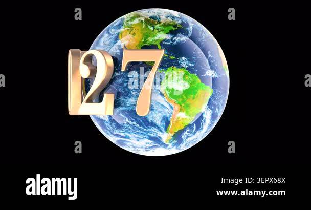 Earth Globe with 2027 rotation animation seamlessly loopable. 3D ...