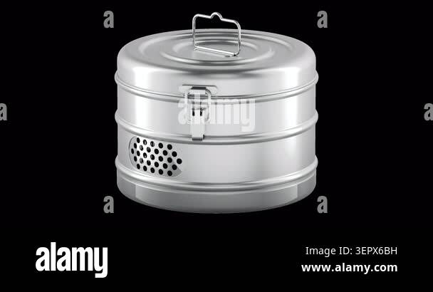 Medical stainless steel sterilization drum rotation animation ...