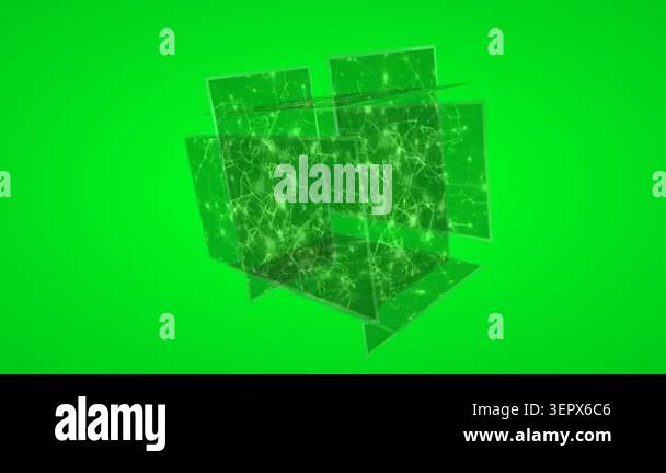 Abstract Futuristic Polygon with Neural Network Texture on Green ...