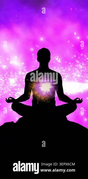 Meditation Silhouette with Radiant Inner Light Spiritual Energy and ...