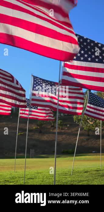 Vertical Screen: USA Flag display at September 11 memorial tribute ...