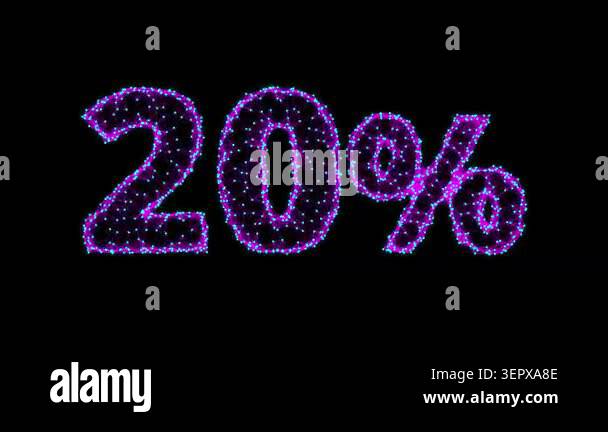 Purple 20% Particle Animation on Dark Background, Glowing Low Poly ...