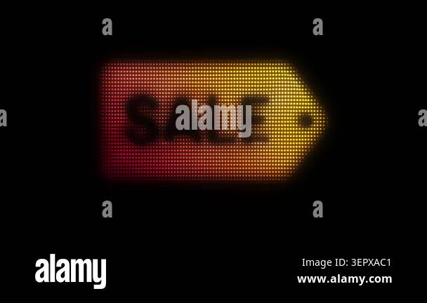 Orange Sale Tag Particle Animation on Dark Background, Glowing Dot Grid ...