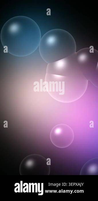 Blue Pink Black Glass Bubbles Motion Background, Smooth Floating ...