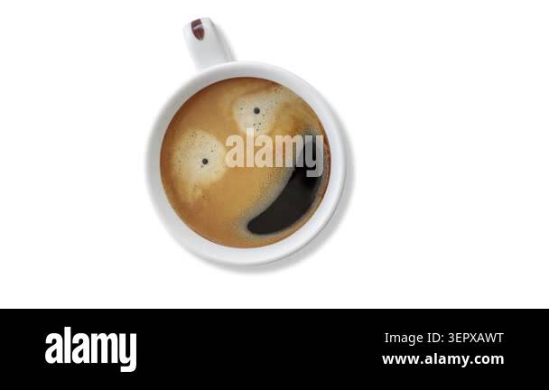 Coffee cup on a white background. Black coffee in white cup Stock Video ...