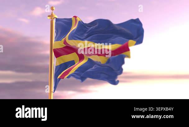 Aland Flag Waving in the Wind 4K Cinematic Animation Stock Video ...