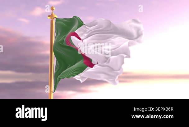 Algeria Flag Waving in the Wind 4K Cinematic Animation Stock Video ...