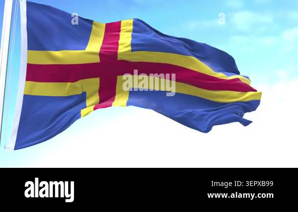 Aland Horizontal Flag in the Sky Speed Waving Stock Video Footage - Alamy