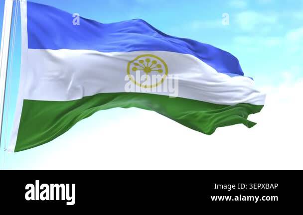 Bashkortostan Horizontal Flag in the Sky Speed Waving Stock Video ...