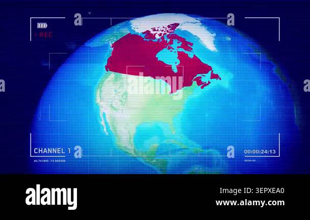 Canda HUD Map With Effects Satellite Stock Video Footage - Alamy