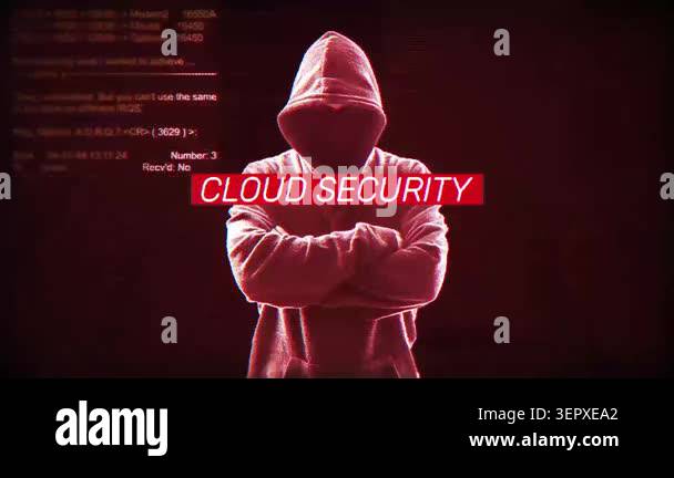 Cloud security trendy and powerful words on digital screen message on ...