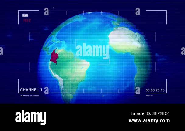 colombia HUD Map With Effects Satellite Stock Video Footage - Alamy
