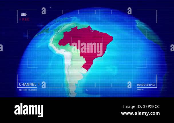 brazil HUD Map With Effects Satellite Stock Video Footage - Alamy